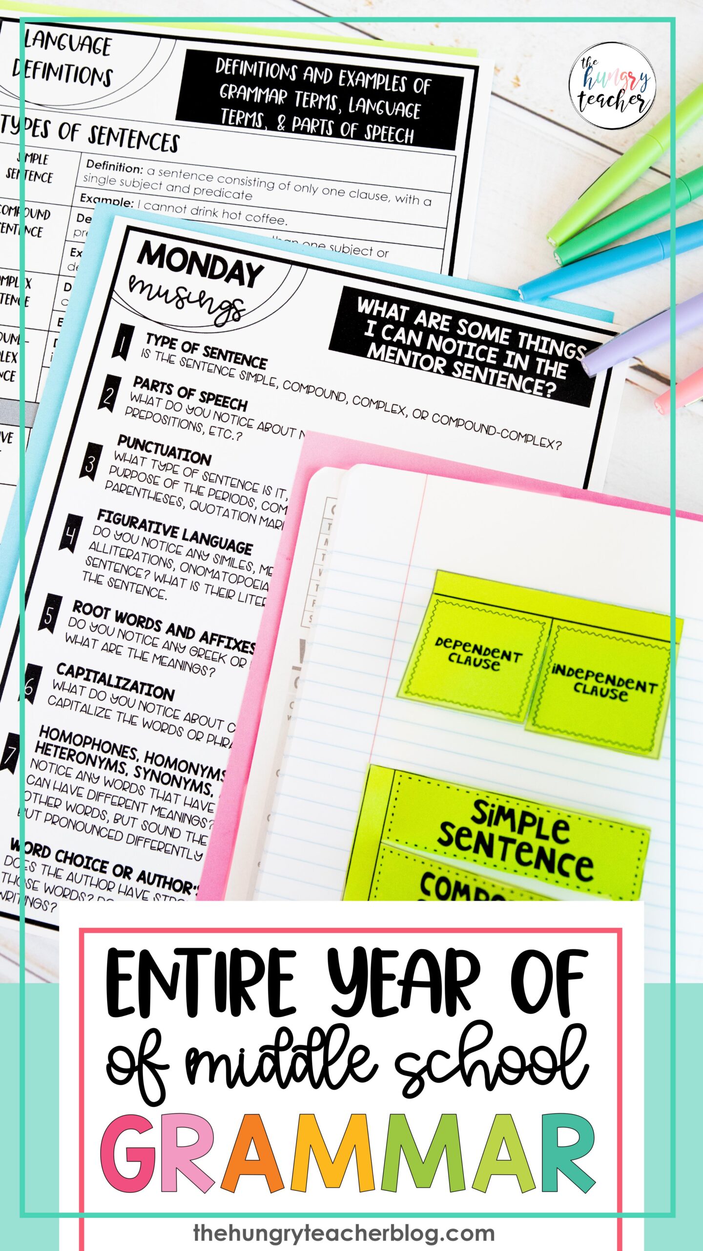 Middle School Mentor Sentences to Teach Grammar | Volume Two | - The ...