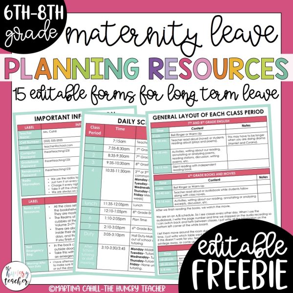 Maternity Leave Planning and Editable Resources for Teachers - The ...