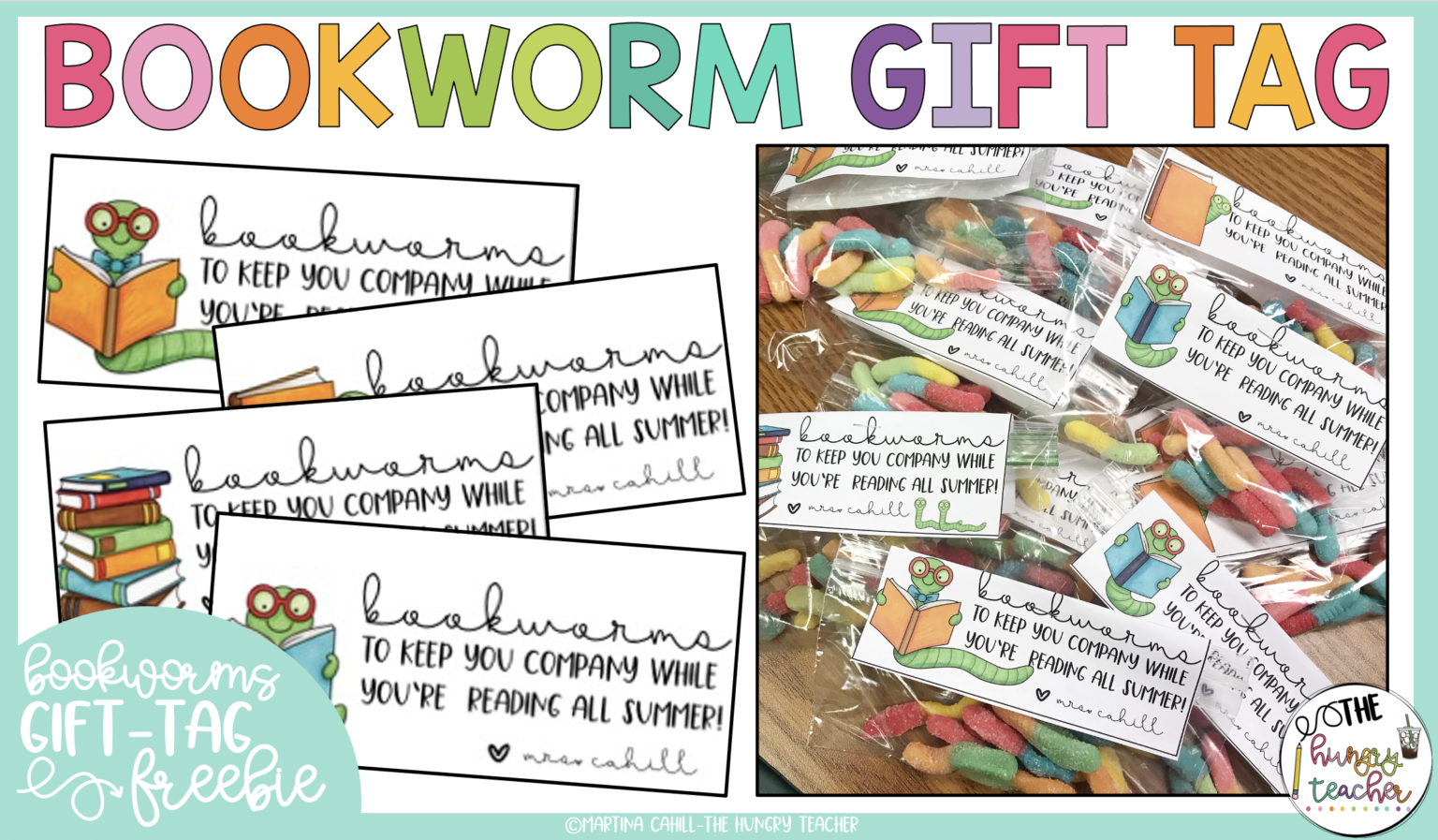 Student Gifts Bookworms Gift Tags Editable Freebie - The Hungry Teacher