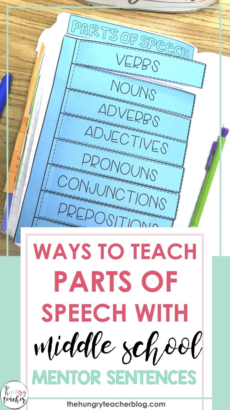 Ways to Teach Parts of Speech with Mentor Sentences for Middle School ...