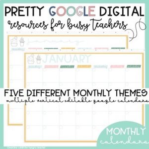 Digital Google Monthly Calendar Checklists Pretty Paper - The Hungry ...