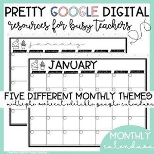 Digital Google Monthly Calendar Checklists Pretty Paper - The Hungry ...