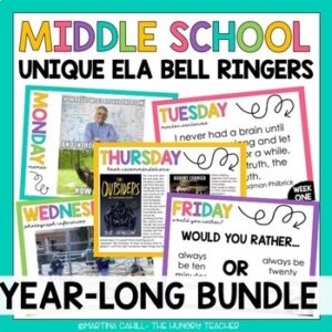 ELA Bell Ringers Middle School BIG Bundle Grammar Inferences Roots and ...