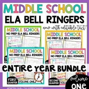 ELA Bell Ringers Middle School BIG Bundle Grammar Inferences Roots and ...