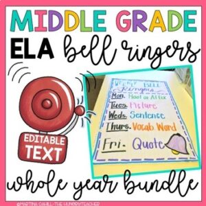 ELA Bell Ringers Middle School BIG Bundle Grammar Inferences Roots and ...