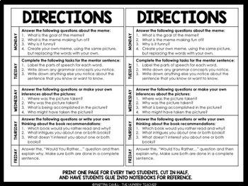 ELA Bell Ringers Middle School Grammar Literature Inferences | 1st ...