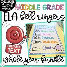 ELA Bell Ringers Upper Elementary Middle School Editable Distance ...