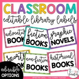 Editable Book Bin Labels for Classroom Library - The Hungry Teacher