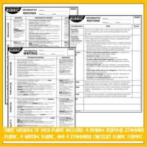 Editable Reading Response Rubrics for Literature Nonfiction Writing ...