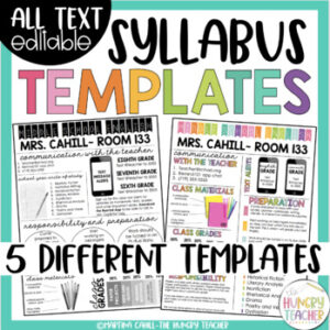 Editable Syllabus Templates Bundle - The Hungry Teacher