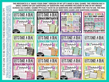 Editable Test Prep Review Game Let's Make a Deal End of Year Review ...