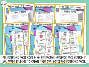 Elements of Poetry Unit Interactive Notebook Activities | Verse Novel ...