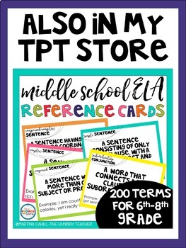 Literature, Non-Fiction, Writing, Grammar Reference Sheets {6th, 7th ...