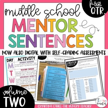 Mentor Sentences Middle School Grammar | 6th 7th 8th | Quarter 1 V2 ...