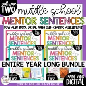 Mentor Sentences Middle School Grammar Lessons and Activities | Two ...