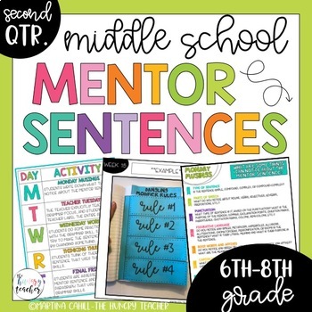Mentor Sentences for Middle School Grammar 6th, 7th, 8th CCSS Aligned ...