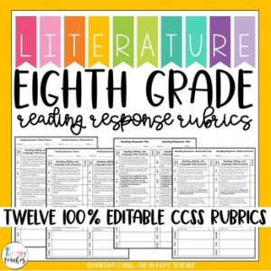 Middle School 6th 7th 8th Literature Reading Response Rubrics Editable ...