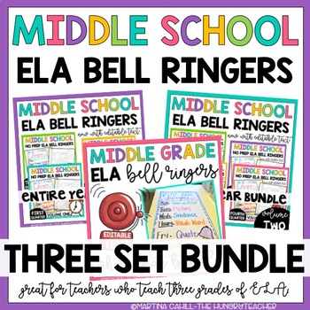 Middle School ELA Bell Ringers Three Volume Bundle - The Hungry Teacher