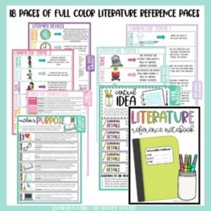 Middle School ELA Literature Reference Notebook - The Hungry Teacher