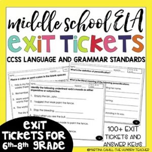 Middle School Grammar Resource Bundle-Mentor Sentences, Exit Tickets ...