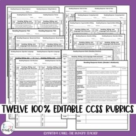 Sixth Grade Literature Reading Response Rubrics Editable CCSS - The ...