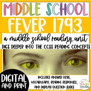 Fever 1793 by Laurie Halse Anderson Novel Study Reading Unit for Middle ...
