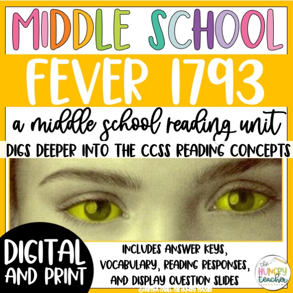 Fever 1793 by Laurie Halse Anderson Novel Study Reading Unit for Middle ...