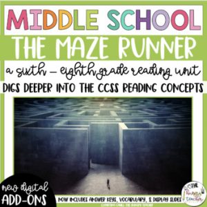 The Maze Runner | Novel Study Reading Unit | 6th 7th 8th | Distance ...