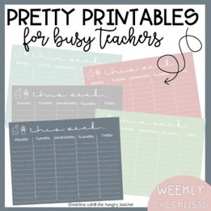 Weekly Checklists Printables Pretty Paper for Busy Teachers - The ...