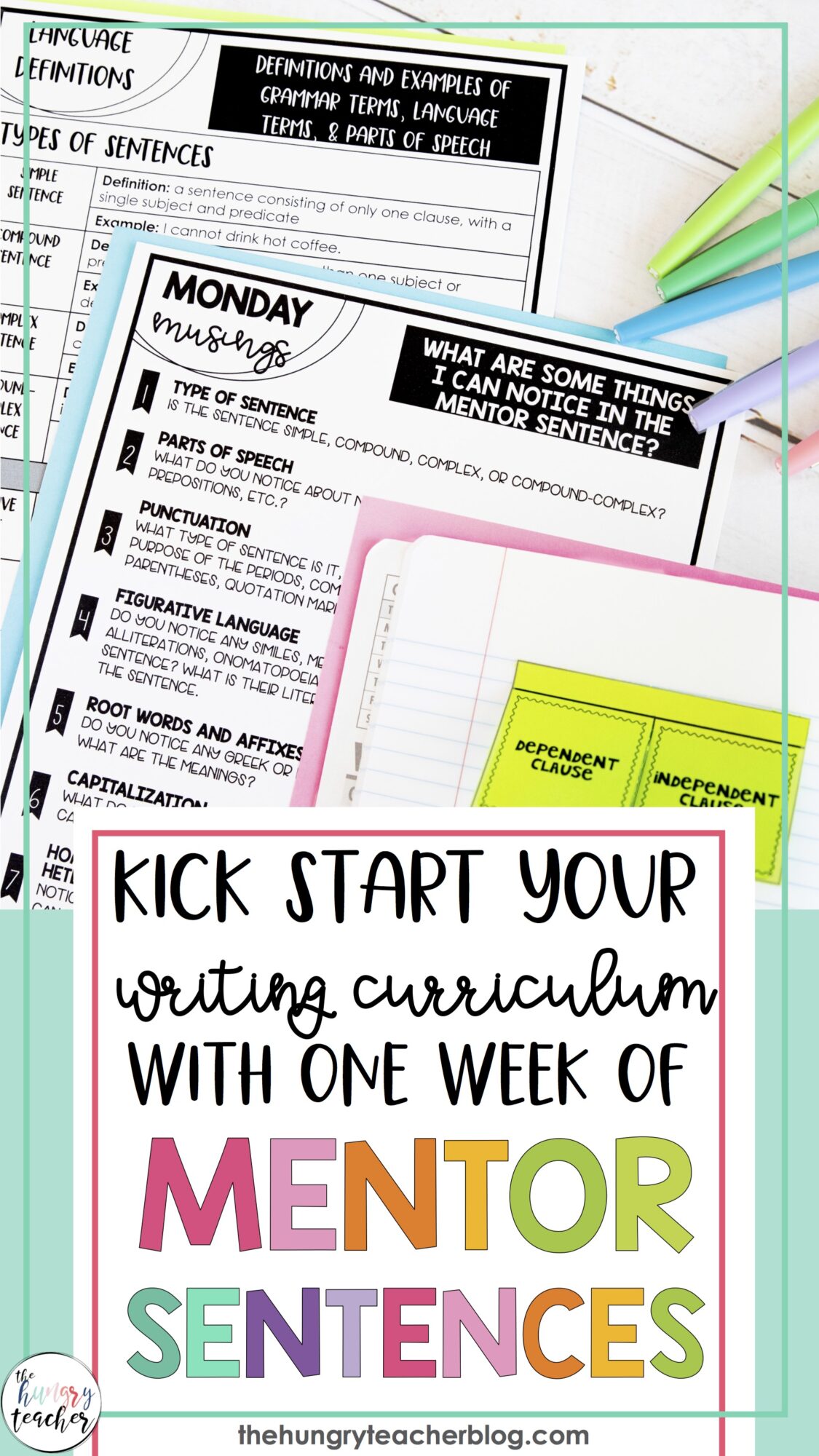 Kick Start Your Writing Curriculum with One Week of Mentor Sentences ...
