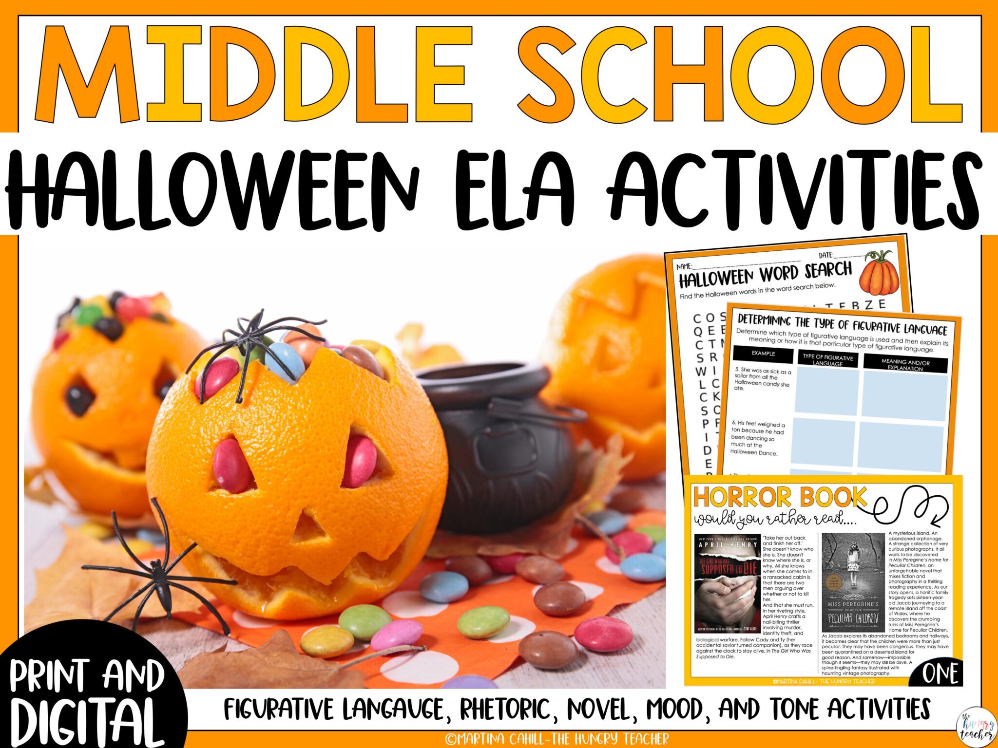 Middle School ELA Halloween Activities - The Hungry Teacher