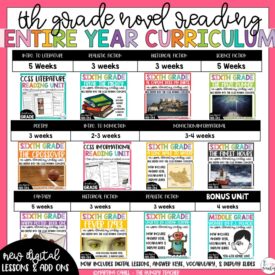 Teach the 6th Grade CCSS Reading Standards with Novels - The Hungry Teacher