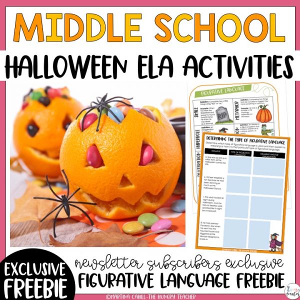 Middle School ELA Halloween Activities - The Hungry Teacher