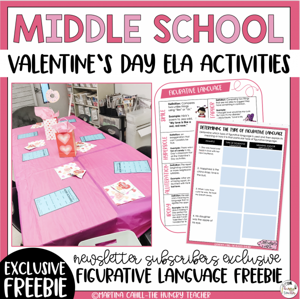 Middle School ELA Valentine's Day Activities - The Hungry Teacher