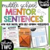 Mentor Sentences Middle School Grammar Lessons Activities 6th 7th 8th ...