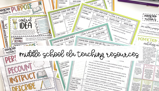 Reading and Writing Activities for Back to School in Middle School ELA ...