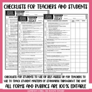 Editable Middle School Rhetorical Analysis Essay Rubrics for 6th 7th ...