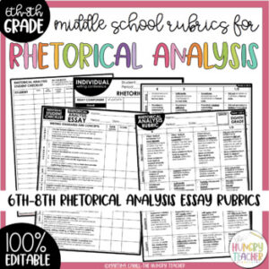 Middle School ELA Growing Bundle of Editable Writing Rubrics - The ...
