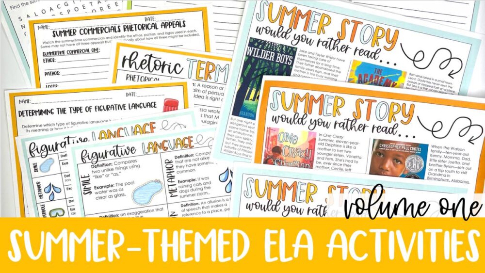 Summer-Themed Middle School ELA Activities: Volume One - The Hungry Teacher