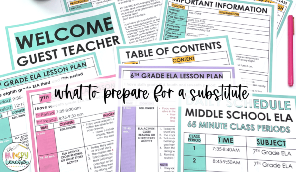 4 Easy Substitute Teacher Lesson Plans for ELA - The Hungry Teacher